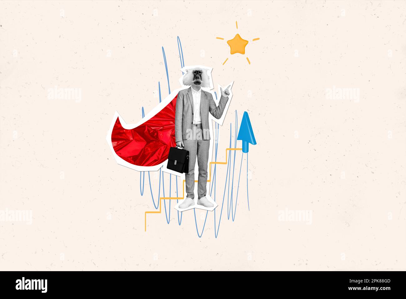 Creative photo collage template artwork of funny optimistic man with ...