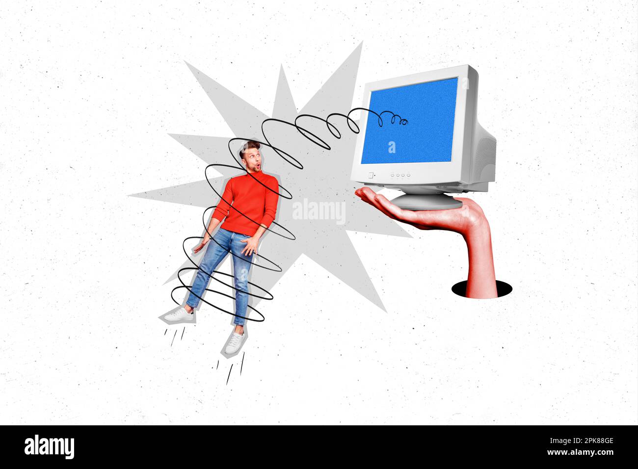 Artwork magazine collage picture of addicted guy watching tv programs ...