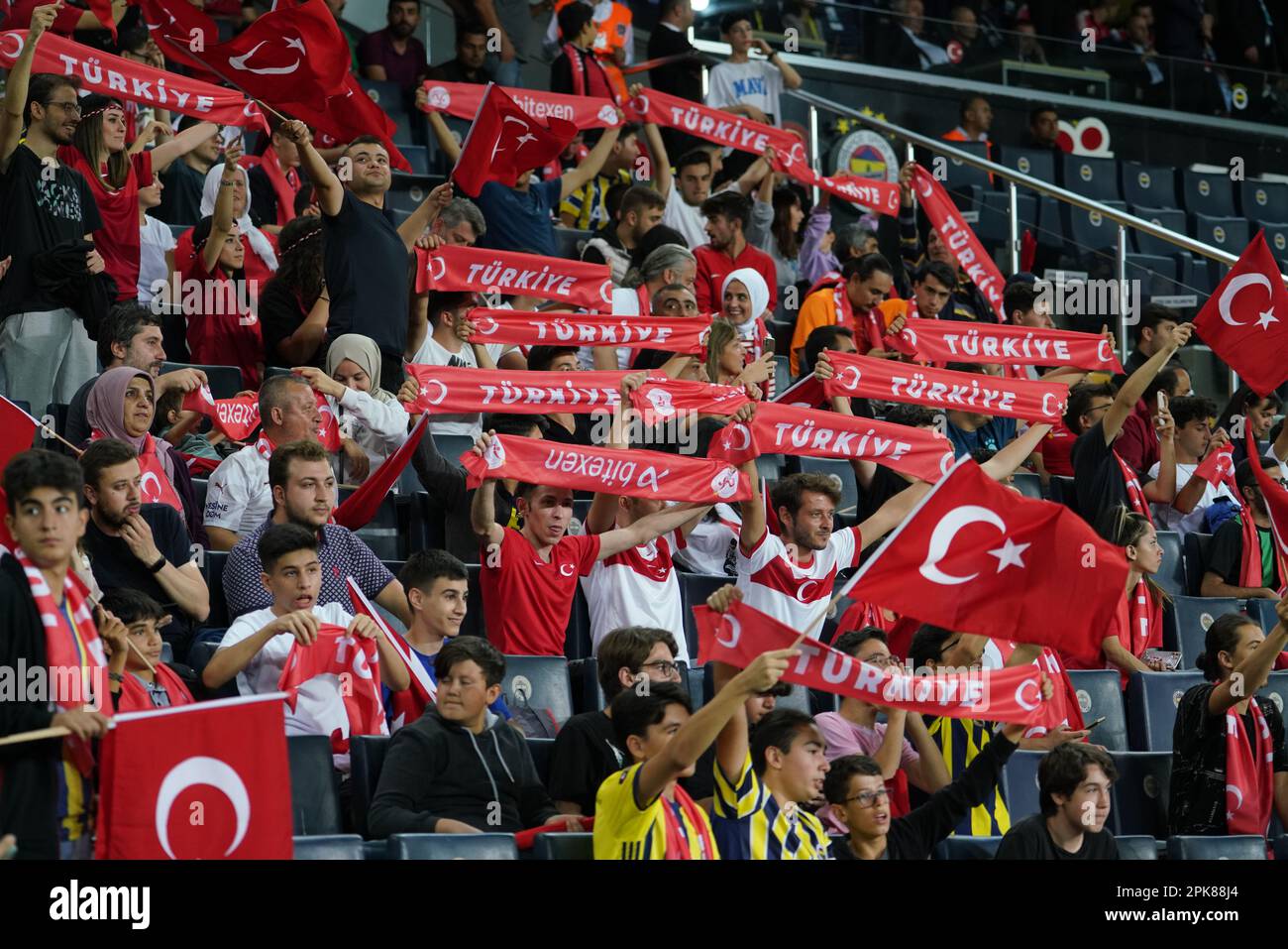 ISTANBUL, TURKIYE - SEPTEMBER 30, 2022: Spectators watching Tukiye vs ...