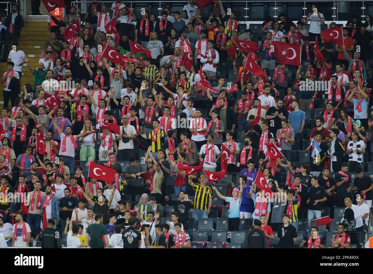 ISTANBUL, TURKIYE - SEPTEMBER 30, 2022: Spectators watching Tukiye vs ...