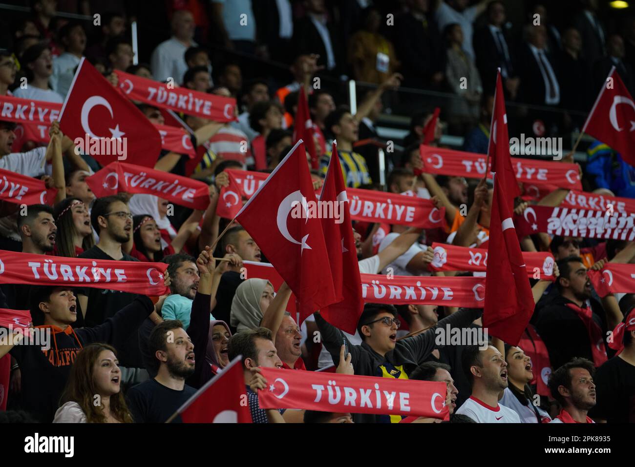 ISTANBUL, TURKIYE - SEPTEMBER 30, 2022: Spectators watching Tukiye vs ...