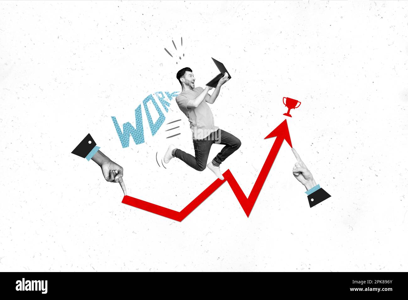 Creative photo collage illustration of positive cheerful crazy man ...