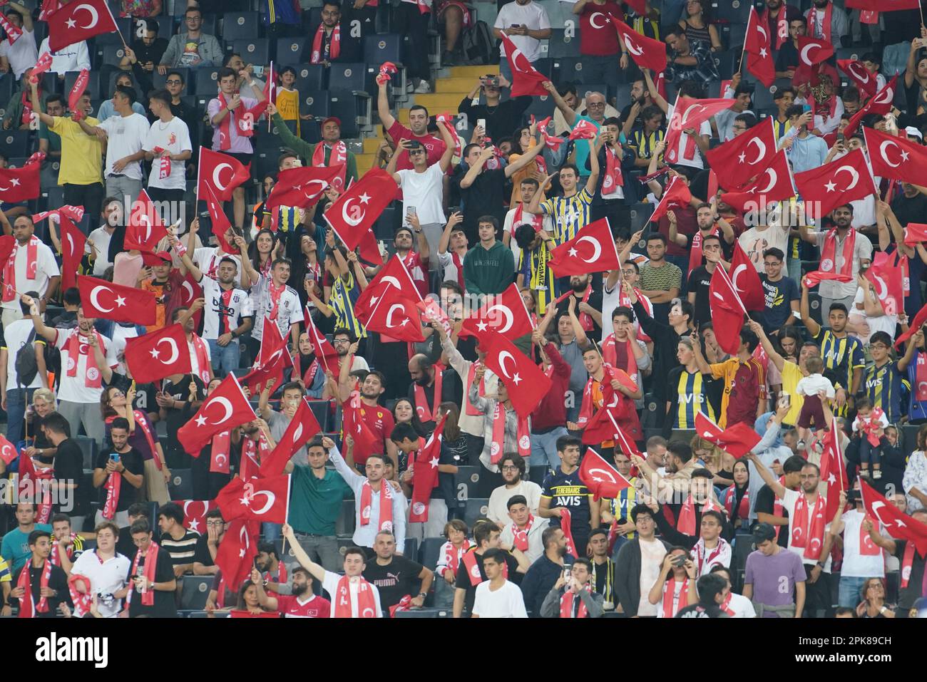 ISTANBUL, TURKIYE - SEPTEMBER 30, 2022: Spectators watching Tukiye vs ...
