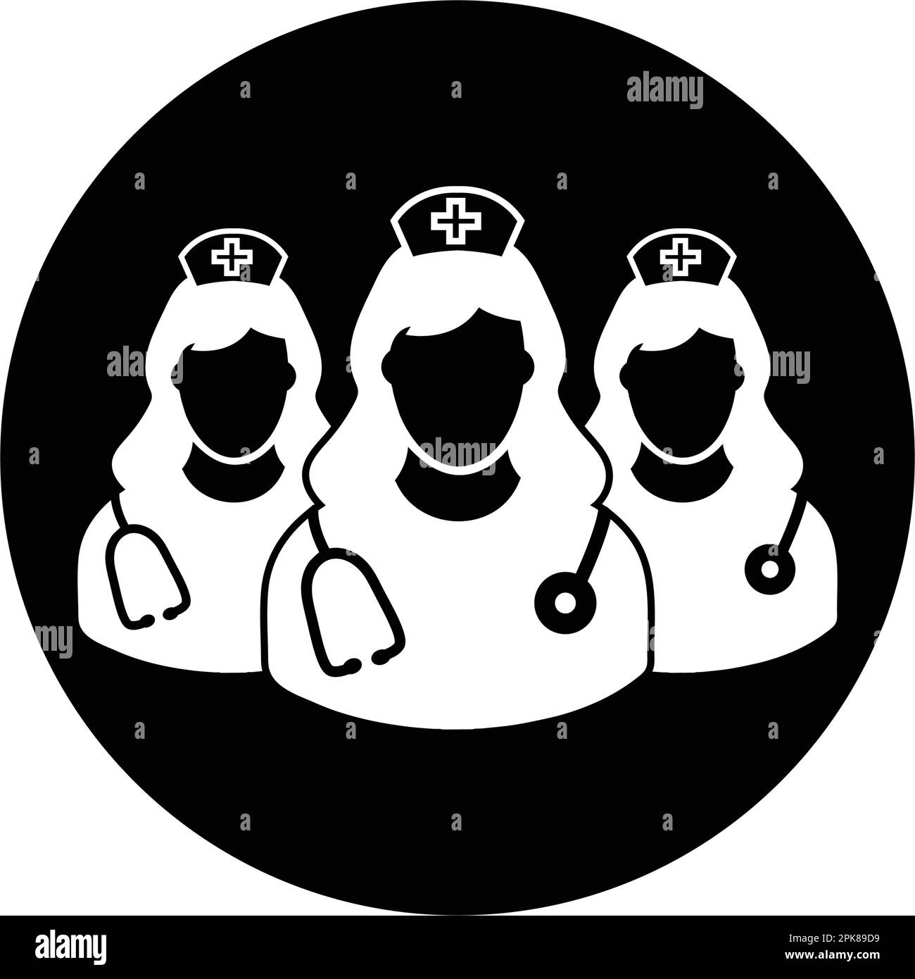 Nurse team Icon. Rounded Button style vector EPS Stock Vector Image ...