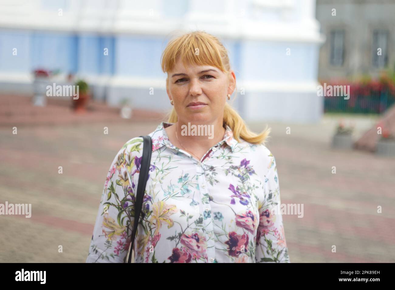 blonde young woman portrait outdoor. Sad 40s woman. Mental health. 40s ...