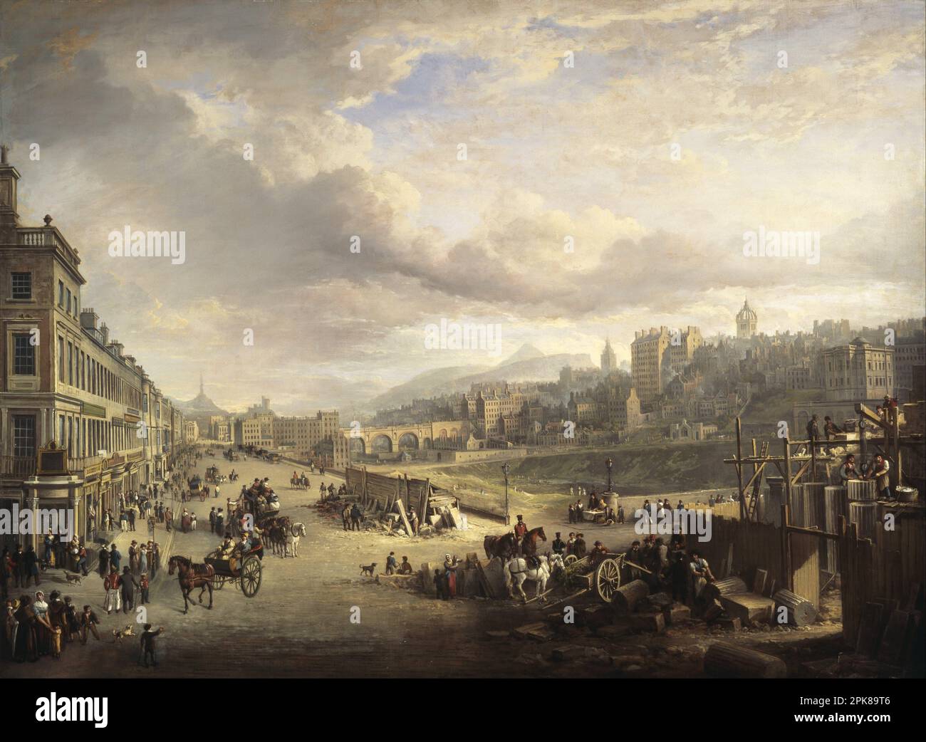 Princes street with the commencement of the building of the hi-res ...
