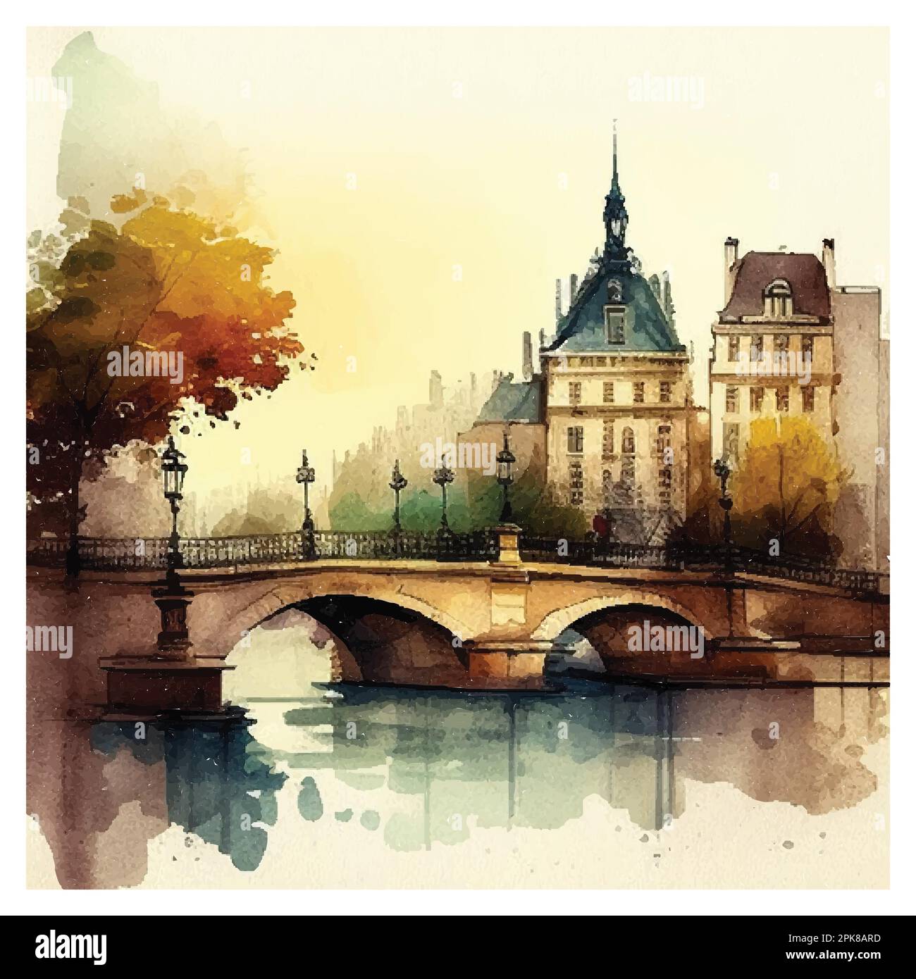 Watercolor illustration of Paris. Sketch of the Eiffel Tower. Image of ...