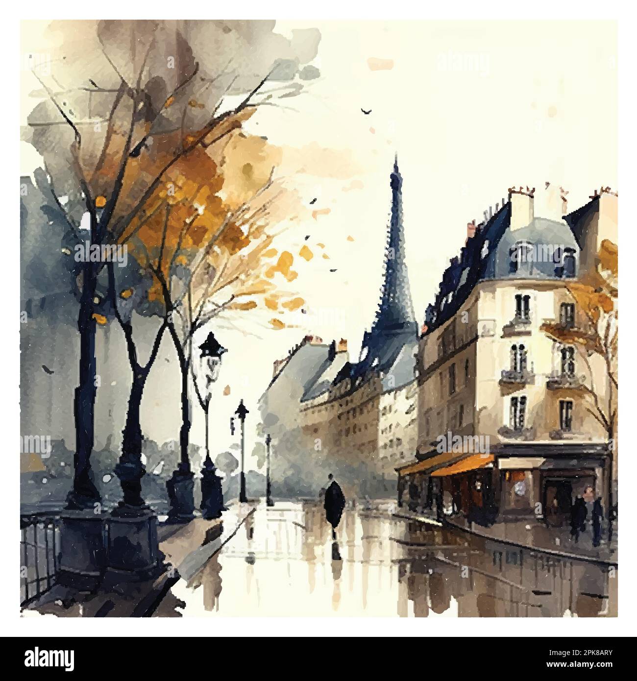 Eiffel tower street view Stock Vector Images - Alamy