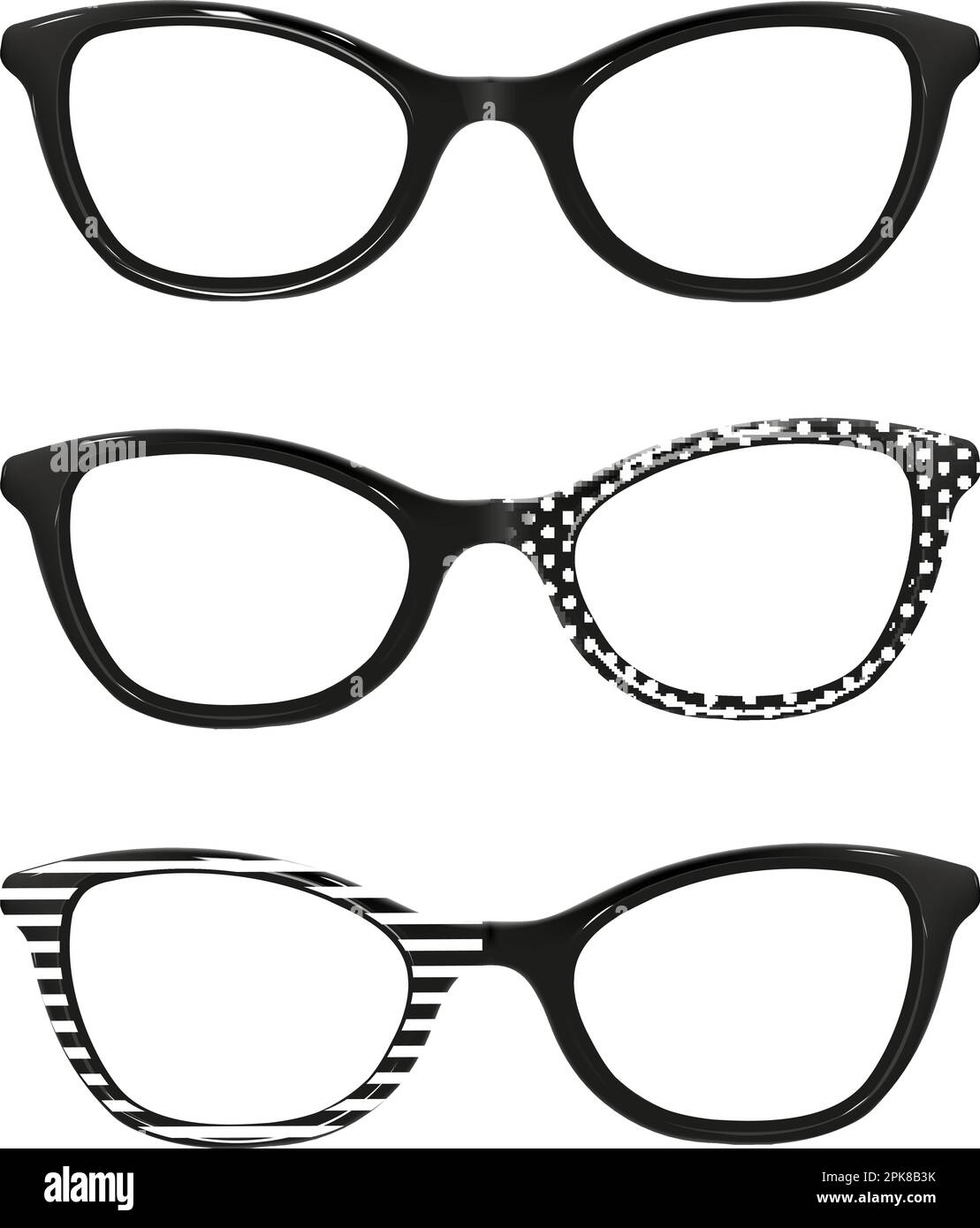 Vector glasses with decorative frame set on white background Stock ...