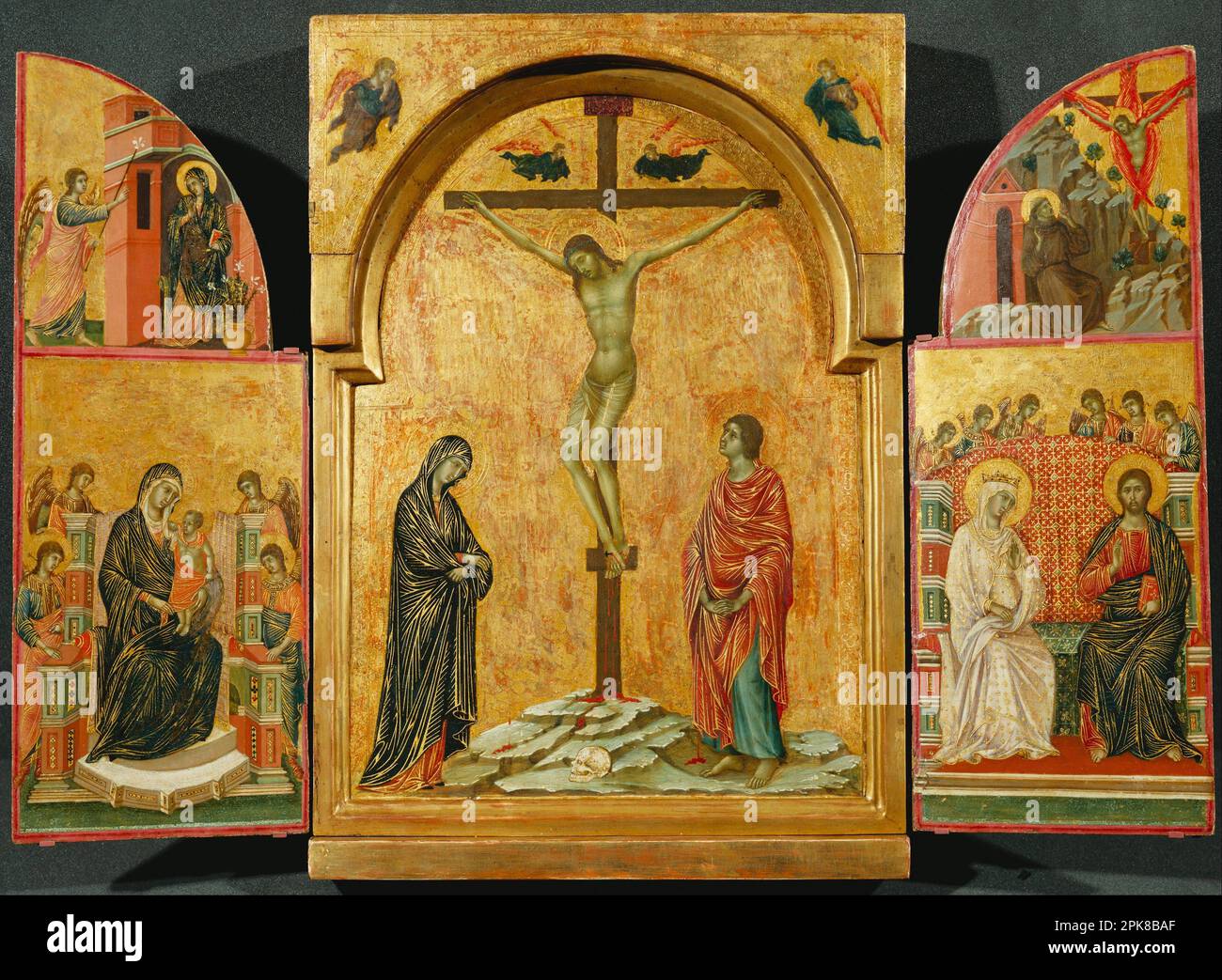 Triptych: Crucifixion and other Scenes between 1302 and 1308 by Duccio di Buoninsegna Stock ...