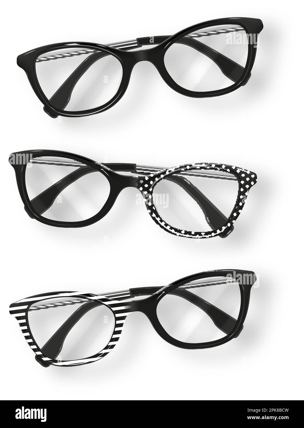 Vector glasses with decorative frame set on white background Stock ...