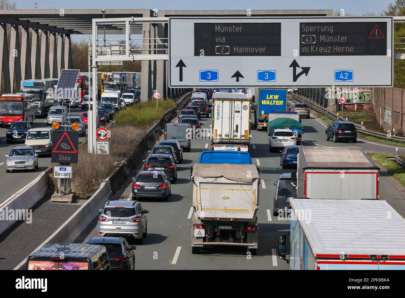 Oberhausen, North Rhine-Westphalia, Germany - Traffic jam on the A3 ...