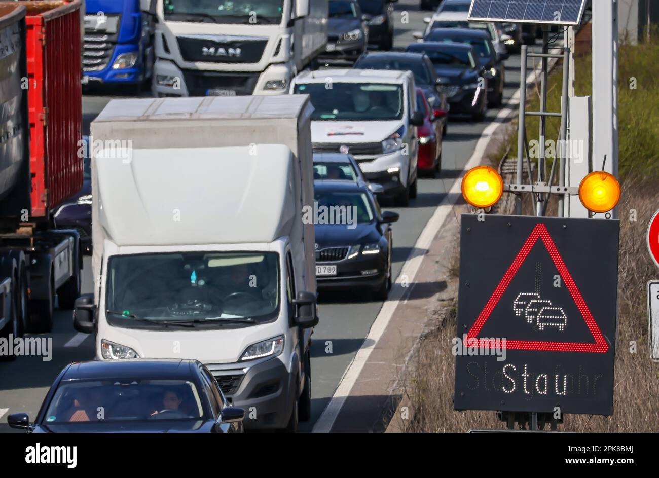 Oberhausen, North Rhine-Westphalia, Germany - Traffic jam on the A3 ...