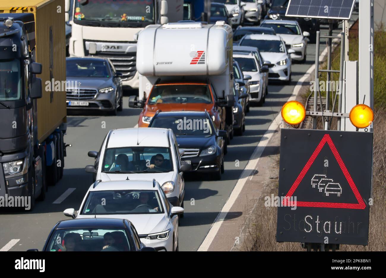Oberhausen, North Rhine-Westphalia, Germany - Traffic jam on the A3 ...
