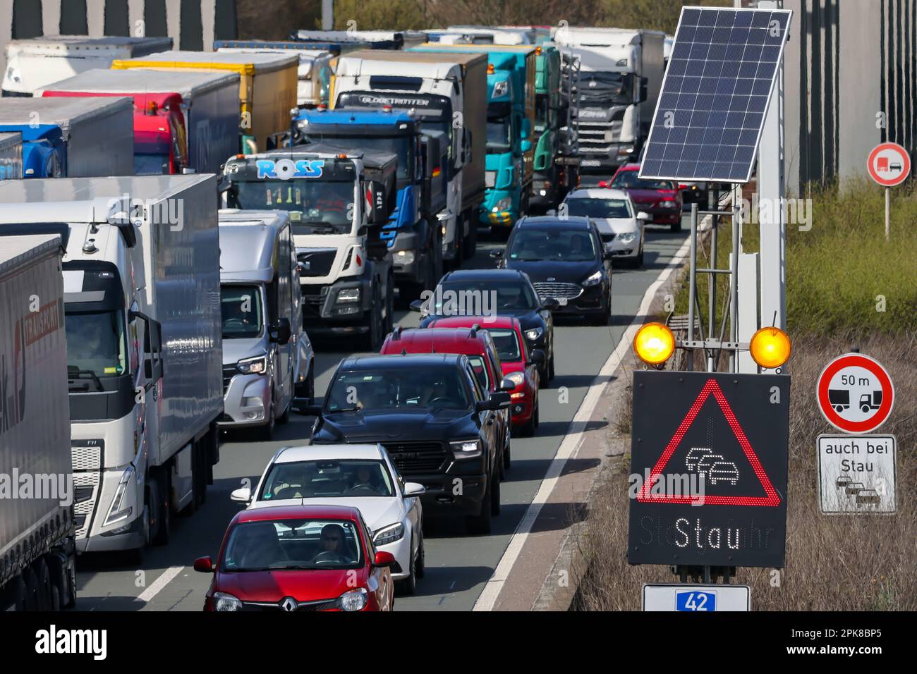 Oberhausen, North Rhine-Westphalia, Germany - Traffic jam on the A3 ...