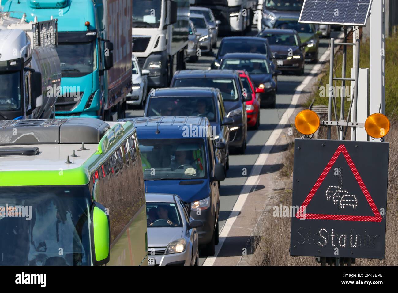 Oberhausen, North Rhine-Westphalia, Germany - Traffic jam on the A3 ...