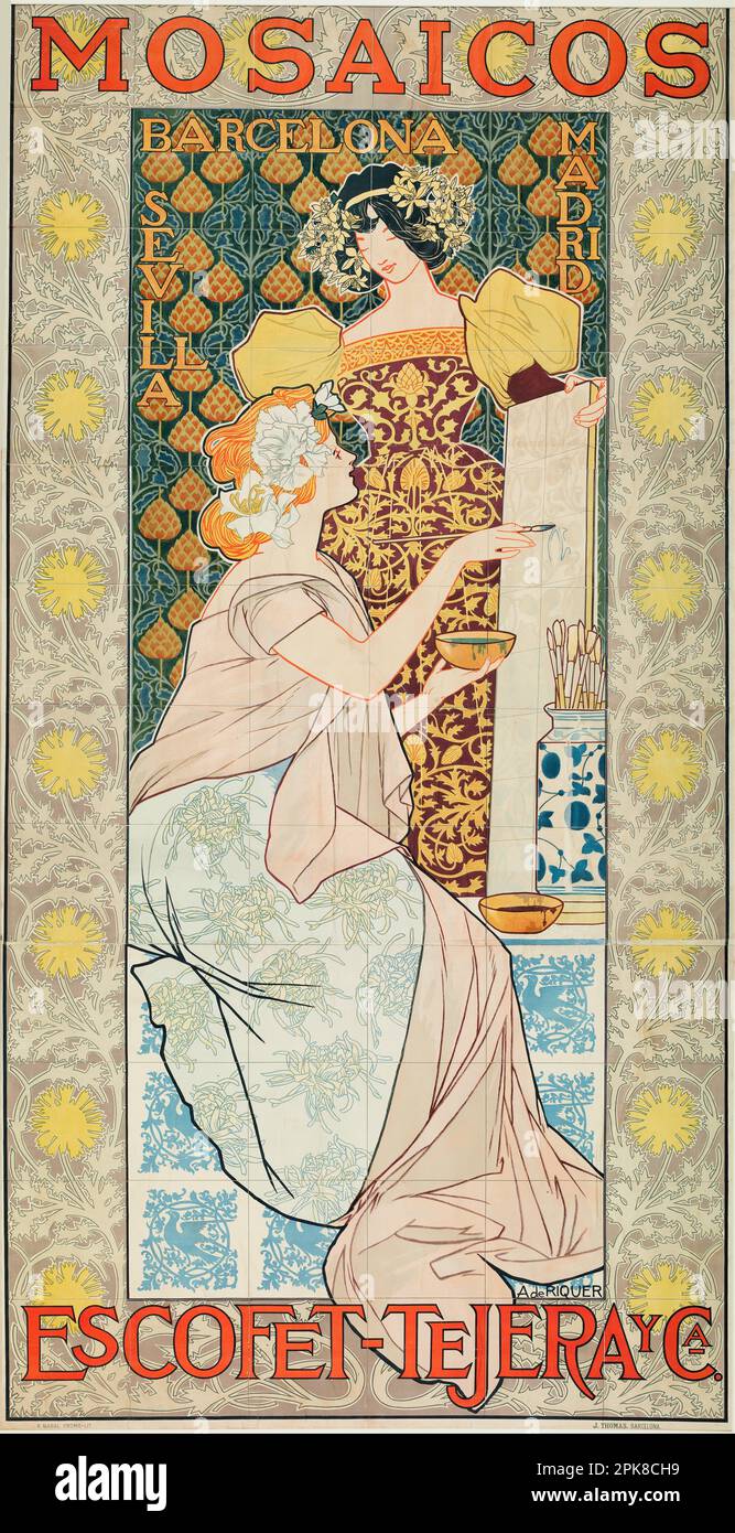 Mosaicos Escofet-Tejera y CA 1900 by Alexandre de Riquer Stock Photo ...