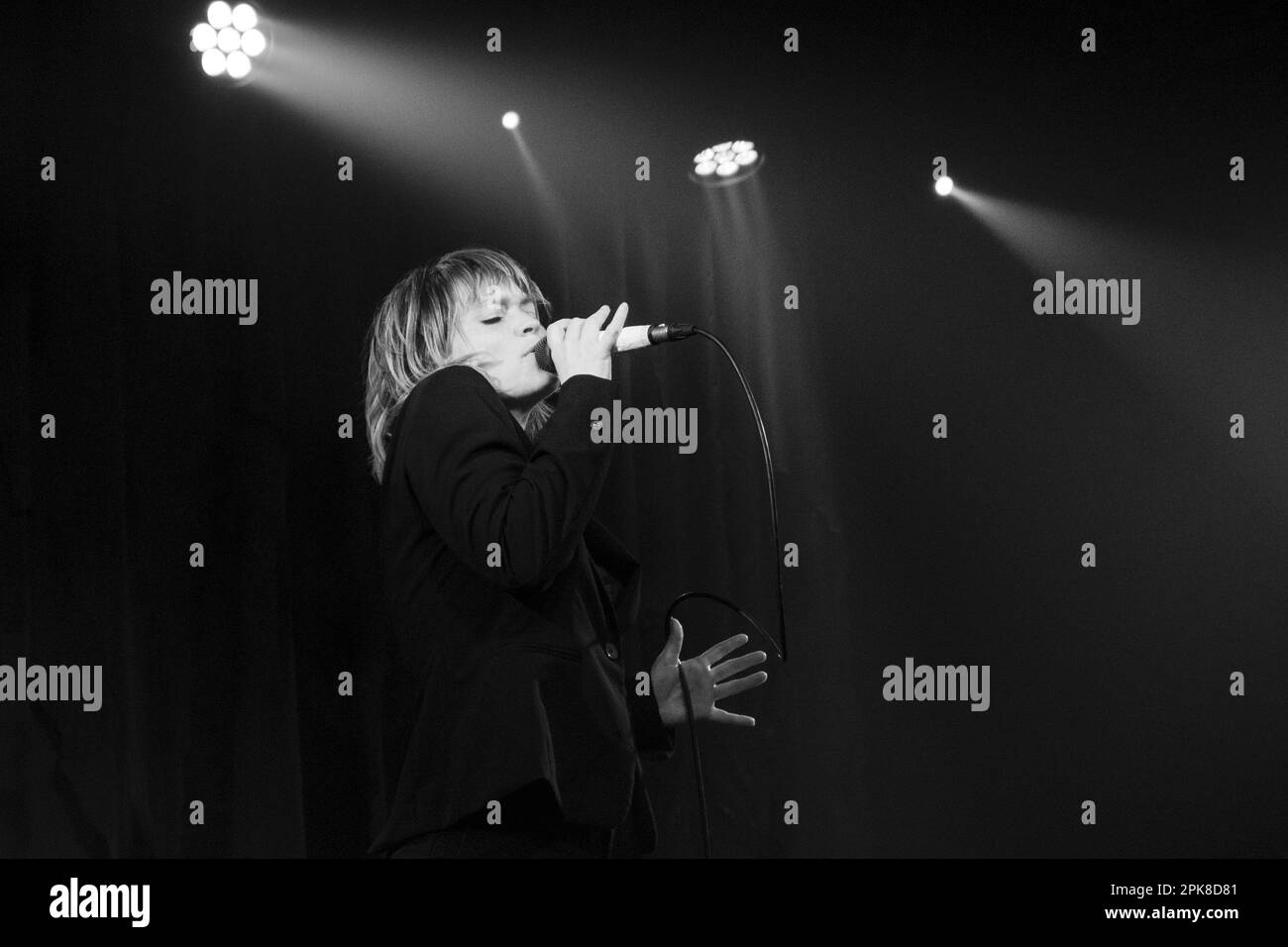 British artist and singer Billy Nomates playing live at La Nau Club in ...