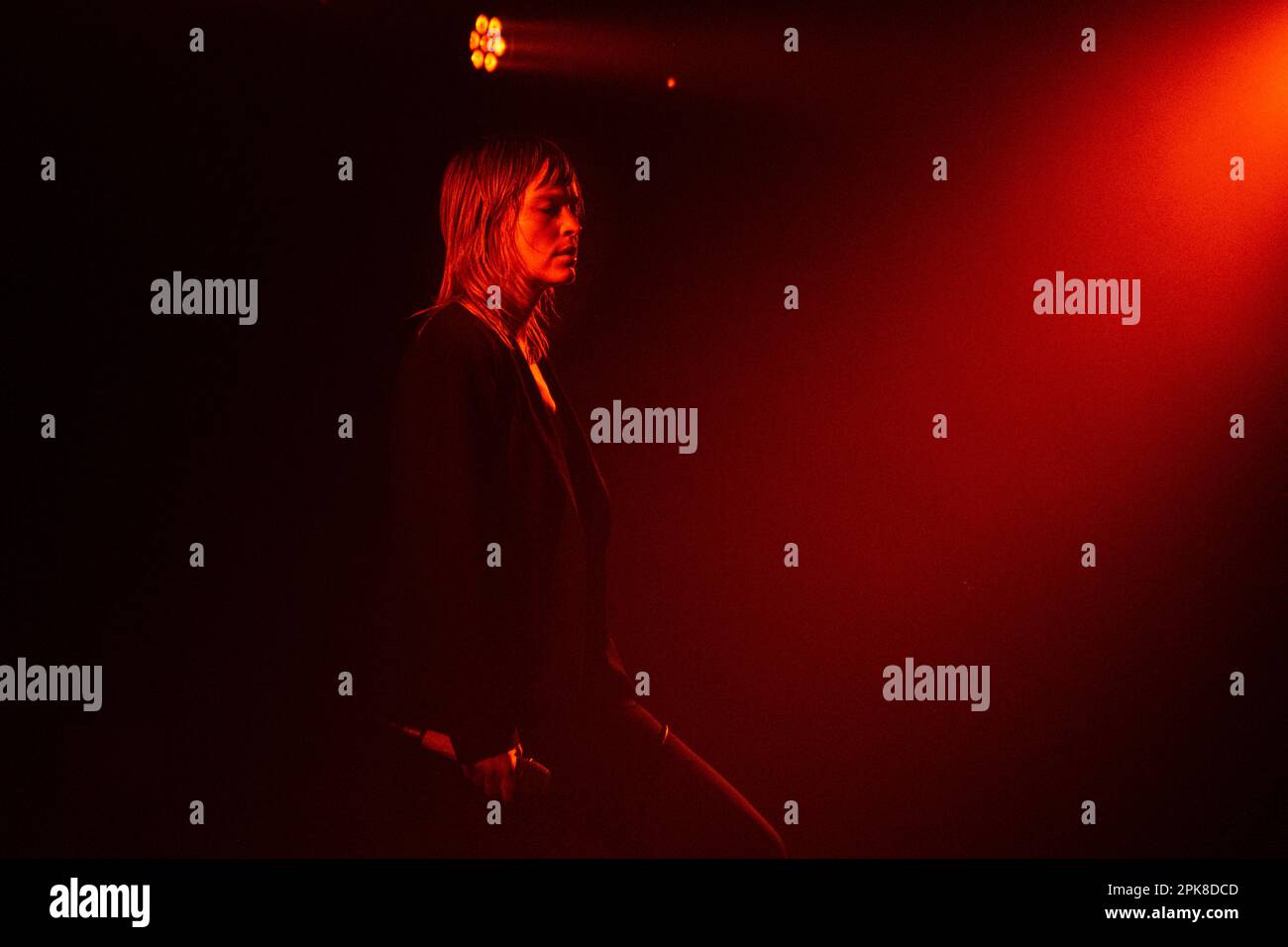 British artist and singer Billy Nomates playing live at La Nau Club in ...