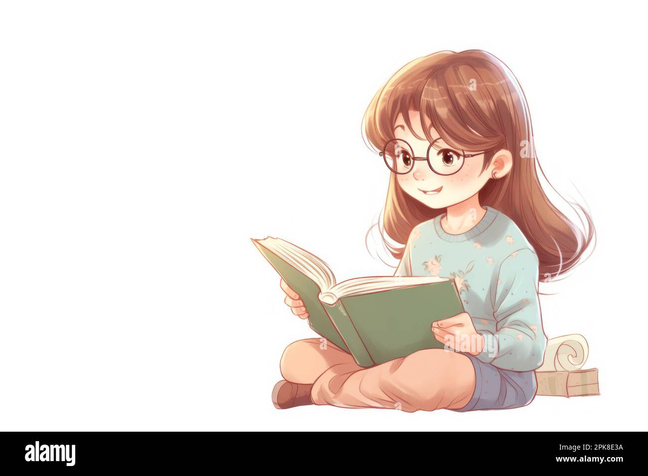 Anime Girl Reading A Book Chibi