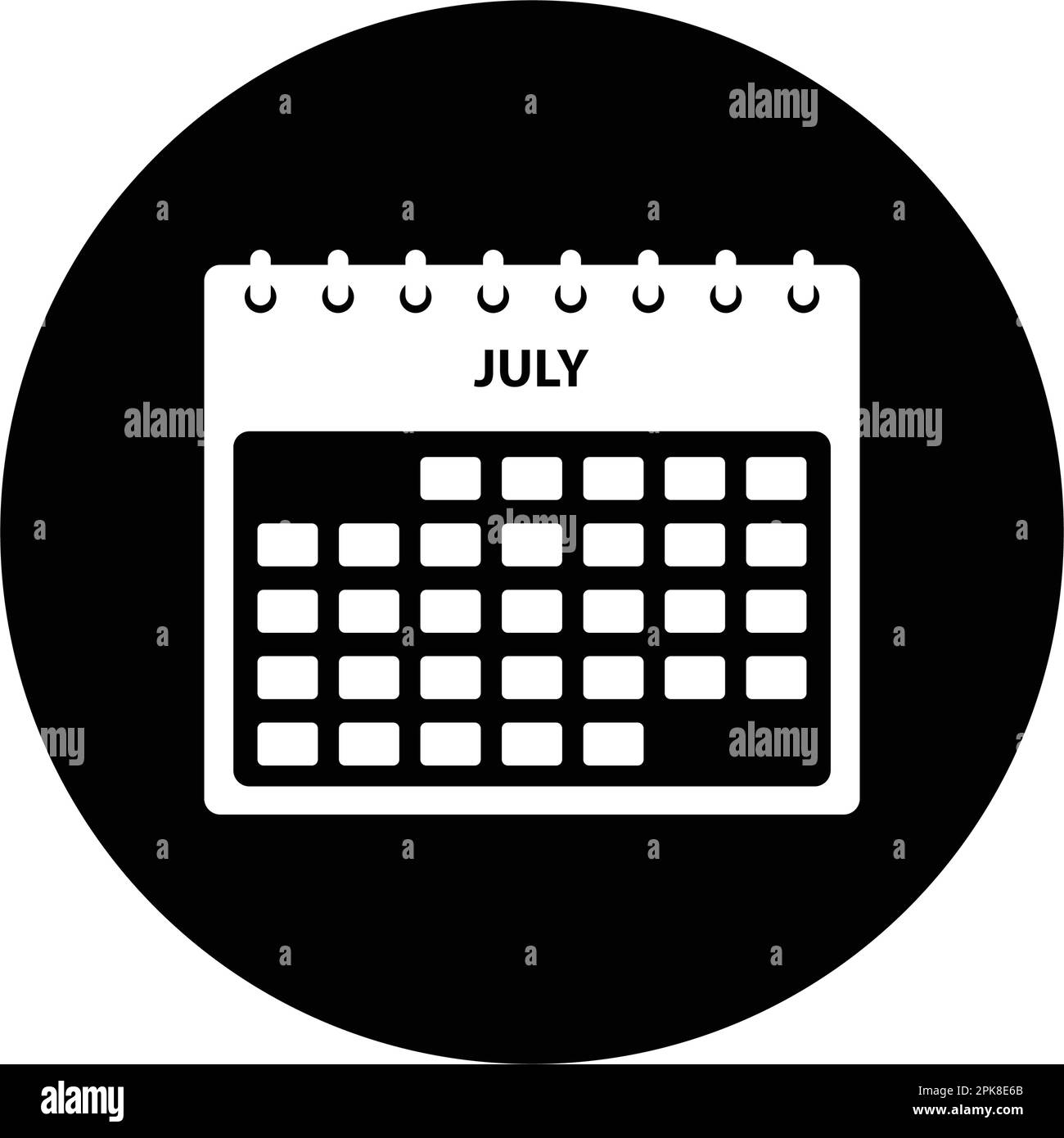July Calendar Icon. Rounded button style vector EPS Stock Vector Image ...
