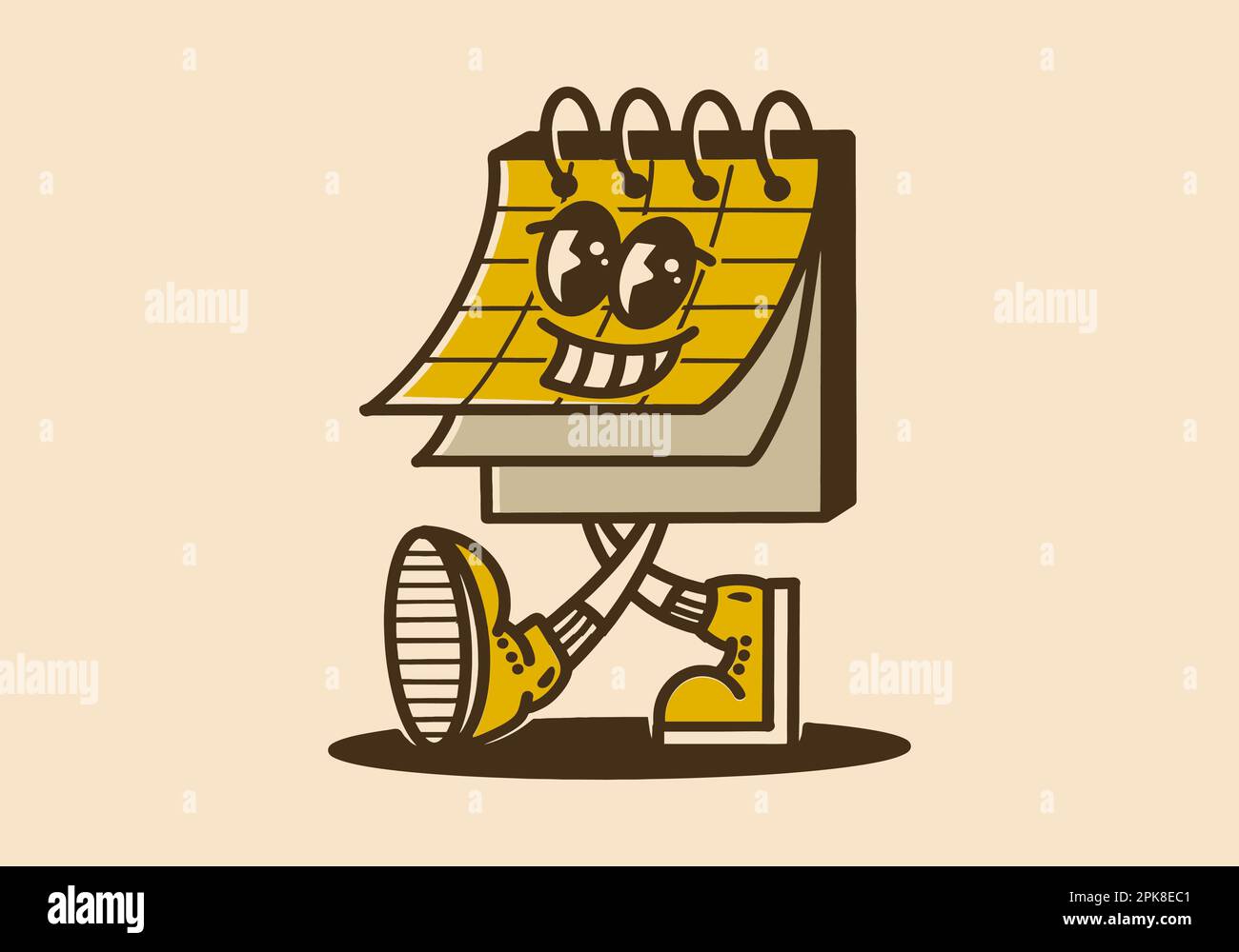 Vintage mascot character illustration design of Square calendar with ...