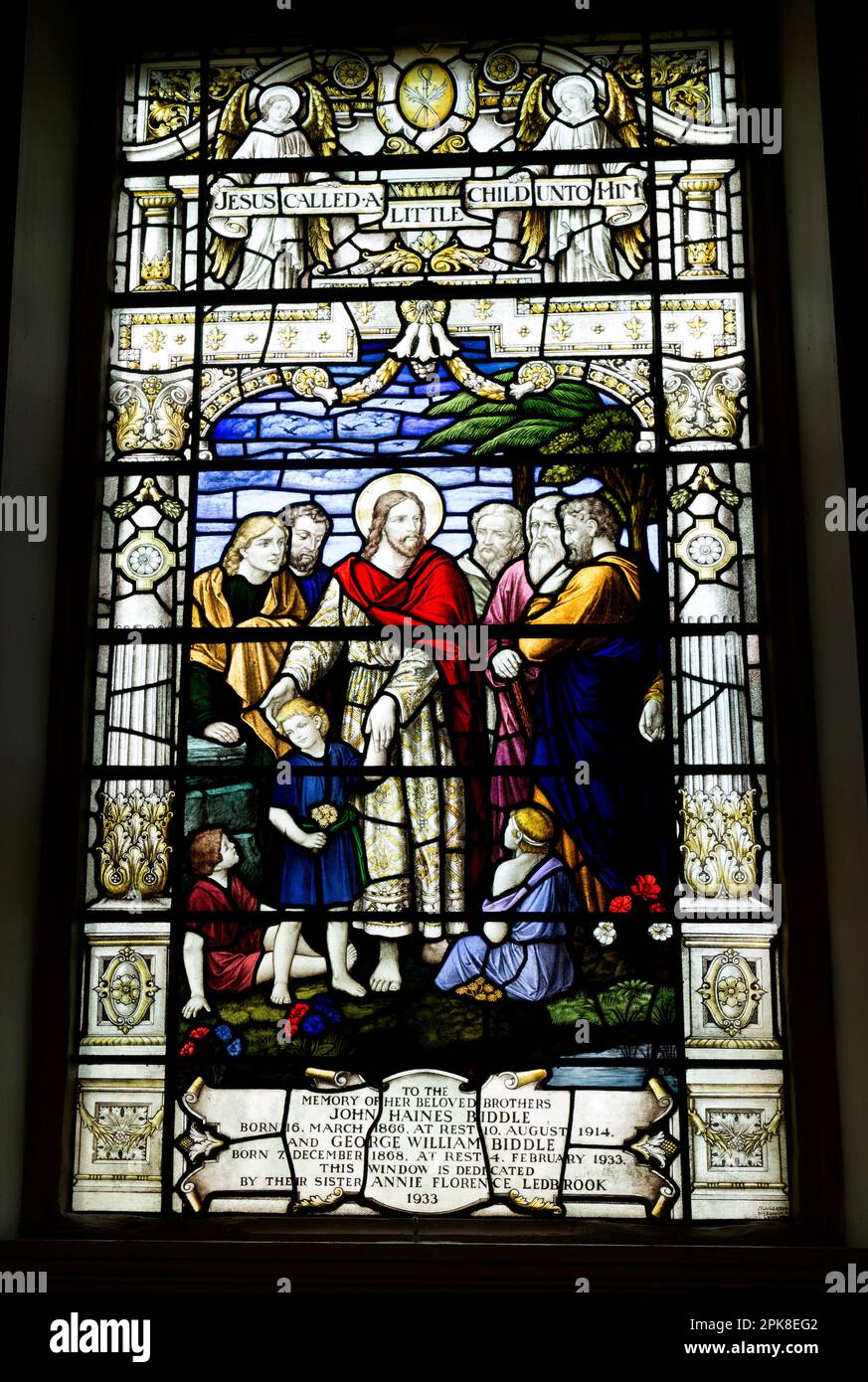 Christ with children stained glass, St. James Church, Walton ...