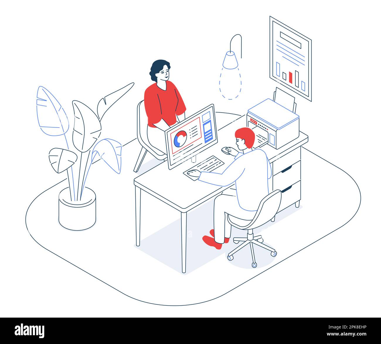 Market analysis - modern line design style isometric illustration Stock ...