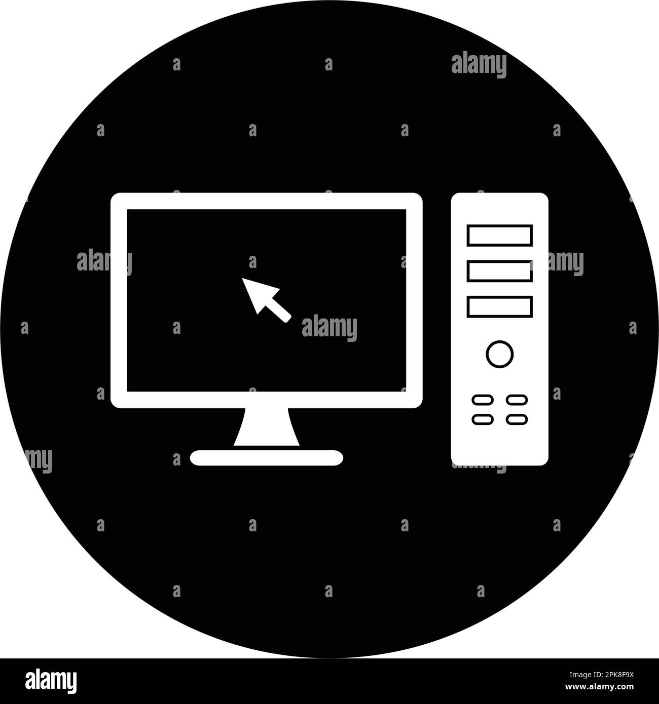 Computer Icon. Rounded Button style vector EPS Stock Vector Image & Art ...