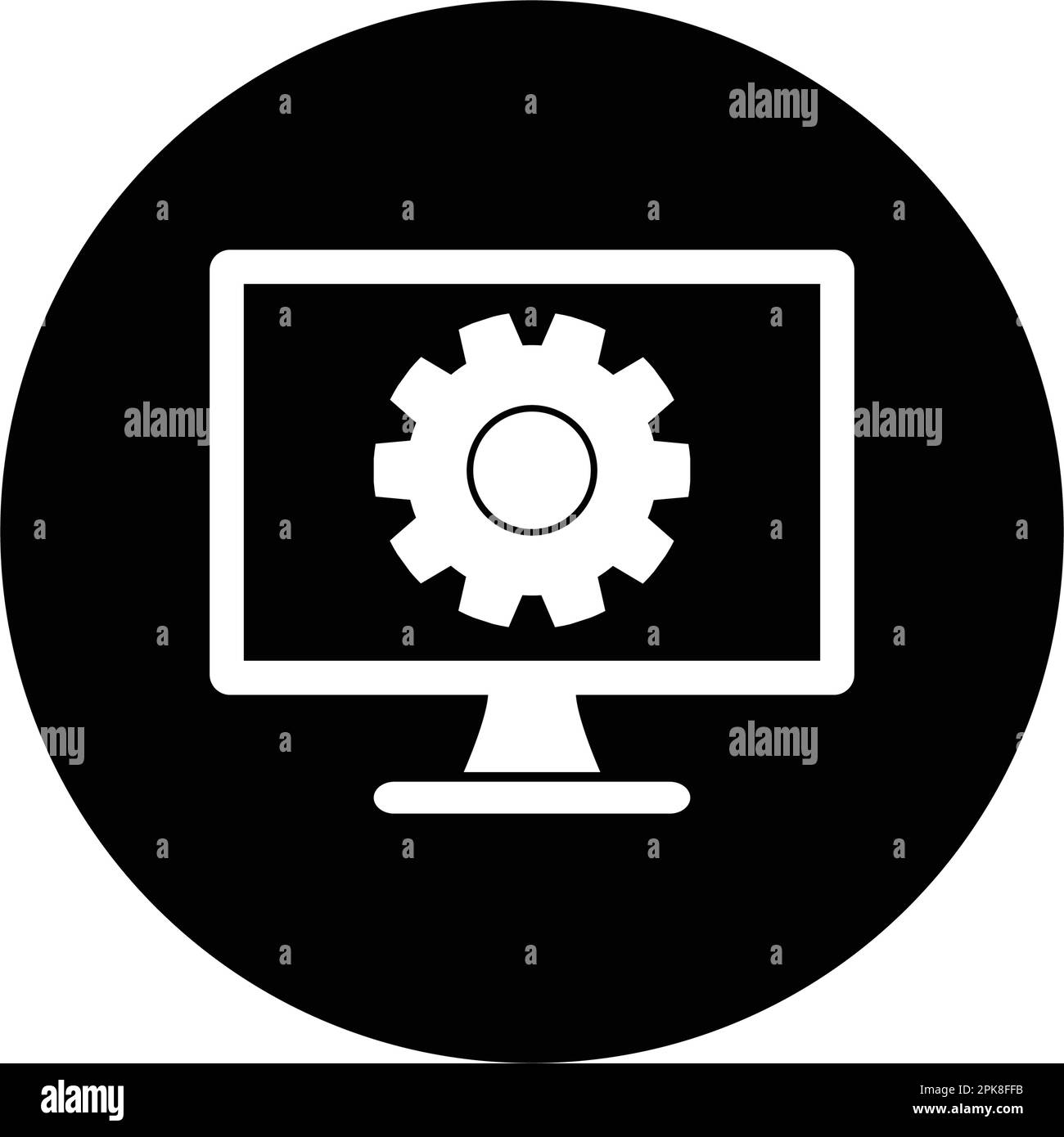 Computer Settings Icon. Rounded Button style vector EPS Stock Vector ...