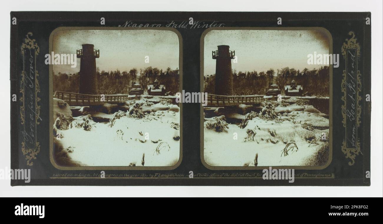 Winter Niagara Falls, Terrapin Tower from Goat Island 1855 by Frederic ...