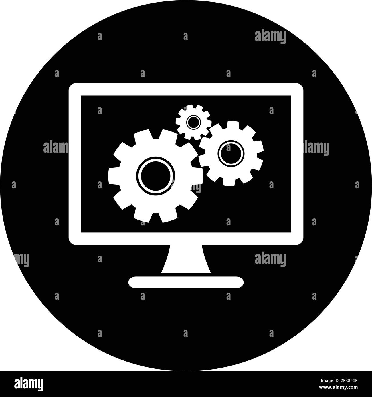 Computer Settings Icon. Rounded Button style vector EPS Stock Vector ...