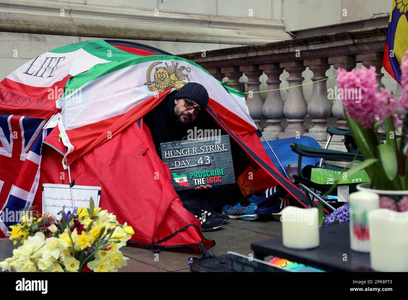 British-Iranian human rights activist Vahid Beheshti on day 43 of a ...
