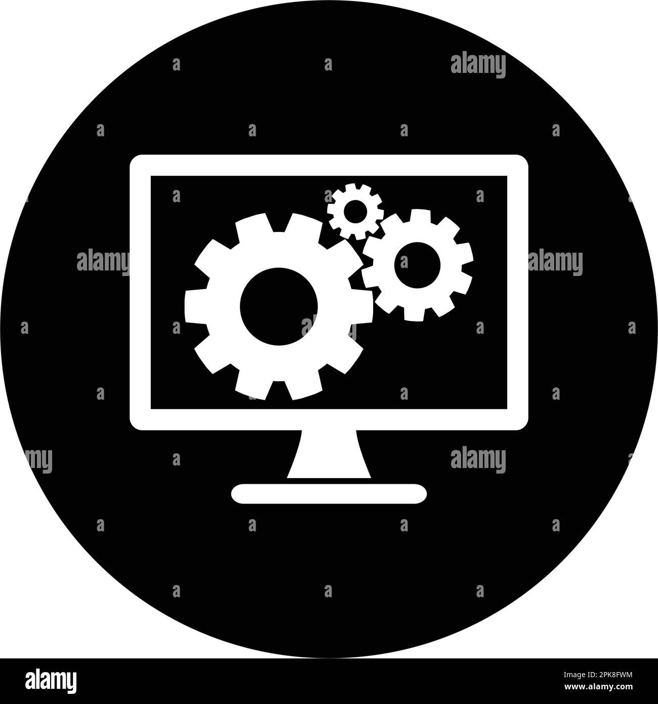 Computer Settings Icon. Rounded Button style vector EPS Stock Vector ...