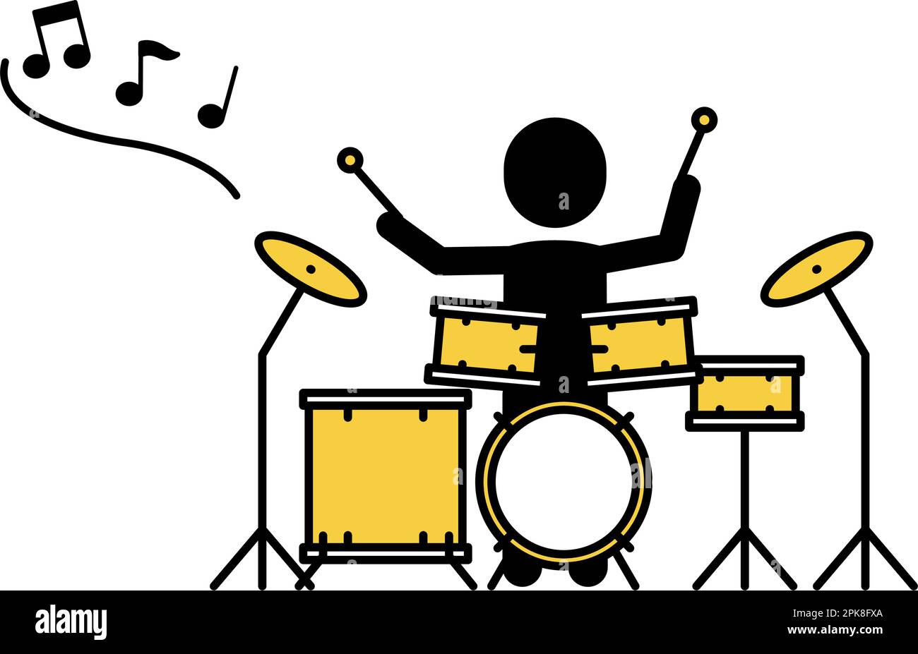 Music, simple pictogram of a drummer in a band, Vector Illustration ...