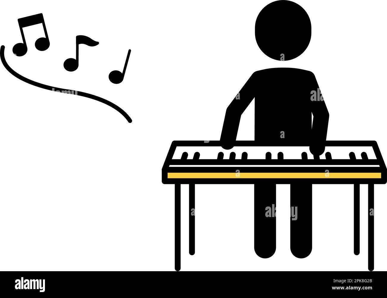 Music, simple pictogram of a band keyboard player, Vector Illustration ...