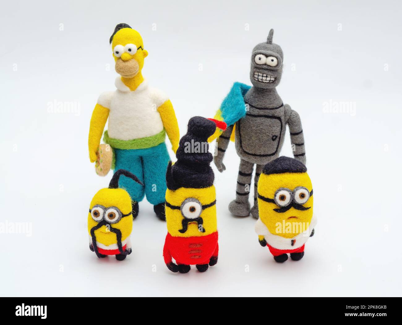 Felted toys, cartoon characters on a white background Stock Photo - Alamy