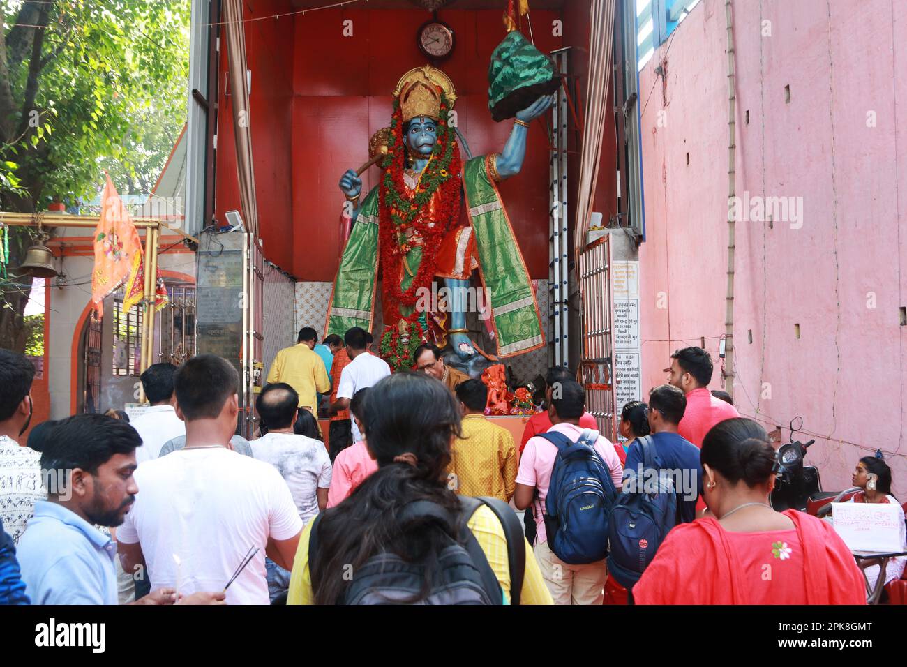 Howrah, West Bengal, India. 6th Apr, 2023. Hindu devotees praying Puja at a Hanuman Temple on ...