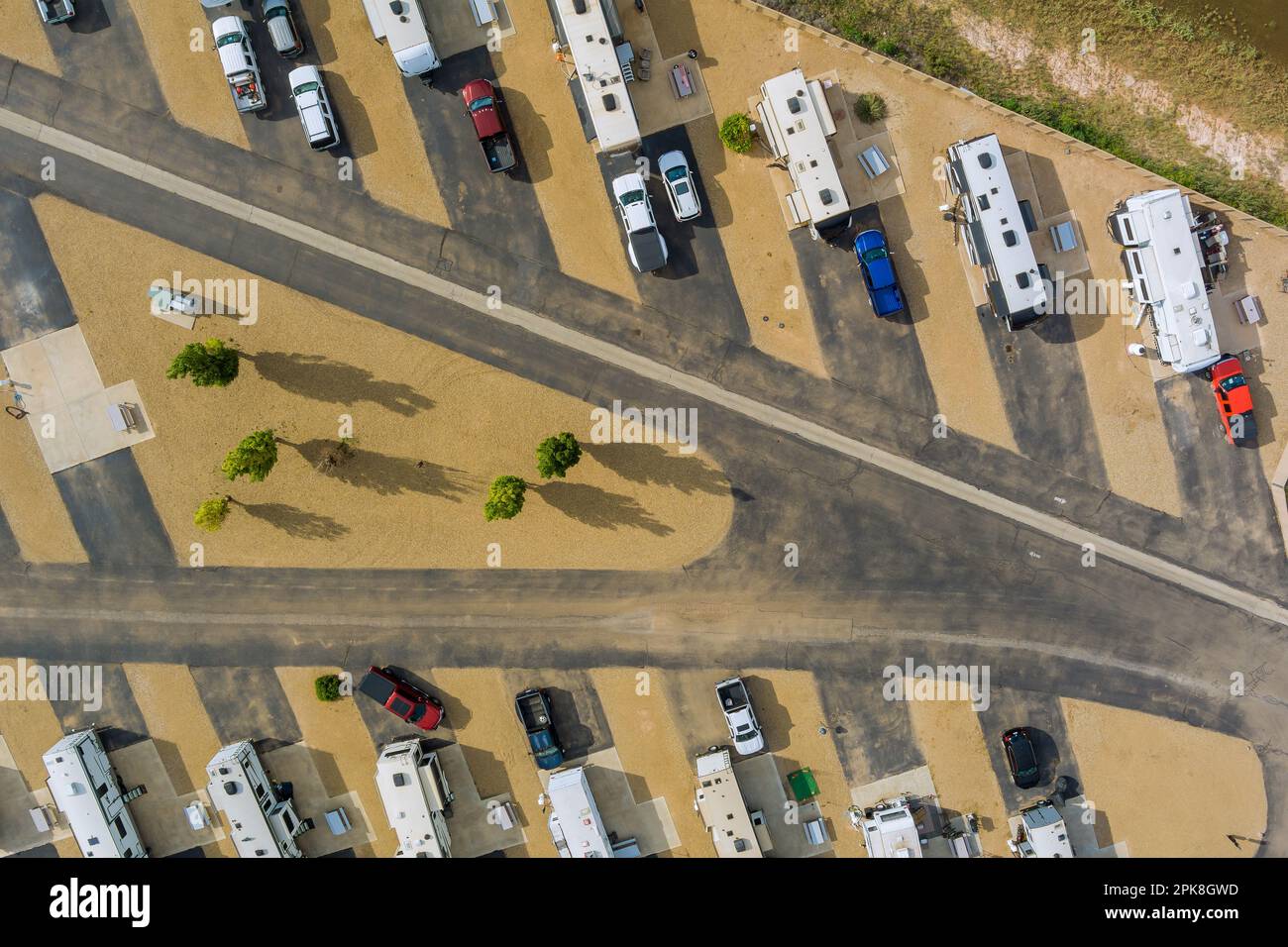 Recreational vehicles trailer caravan park campground aerial hi-res ...
