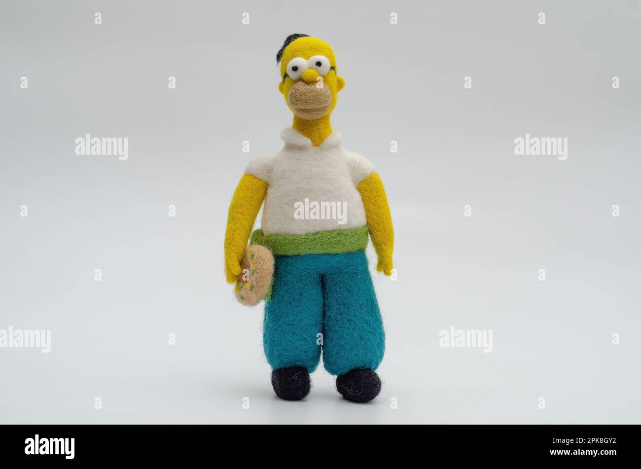 Felted figurine toy of Homer Simpson on white background Stock Photo ...