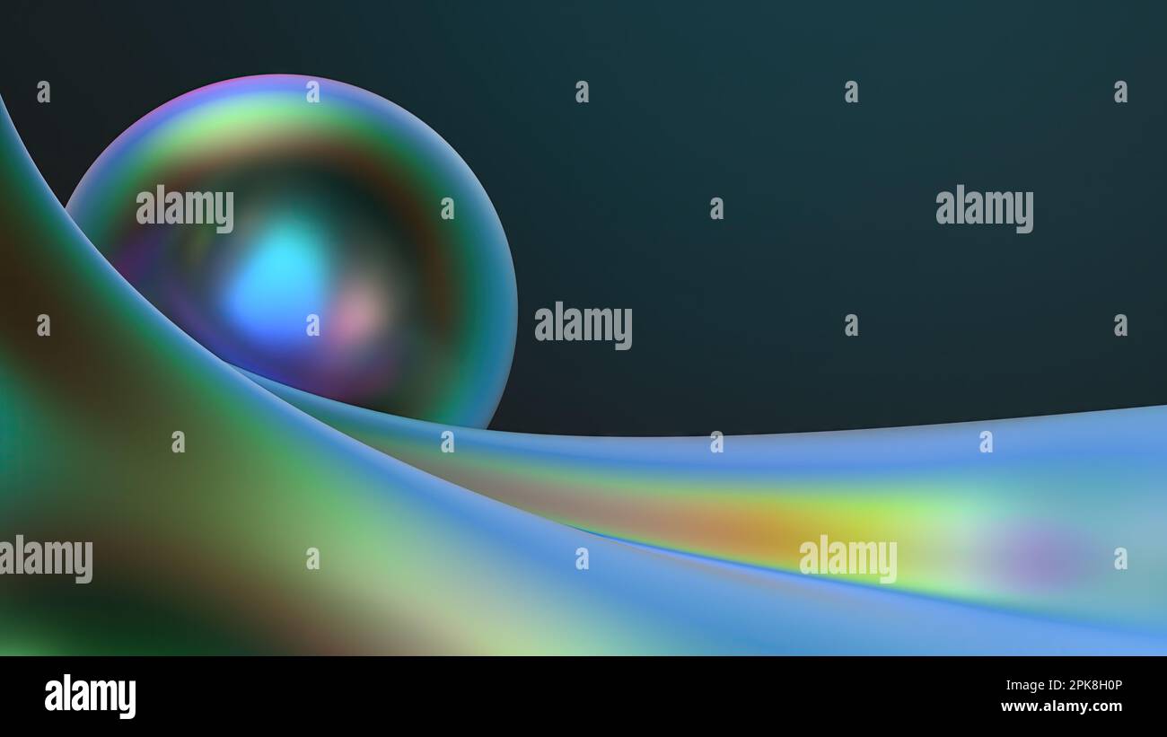 Rainbow chrome metal plate encasing sphere psychedelic cyberpunk modern ...