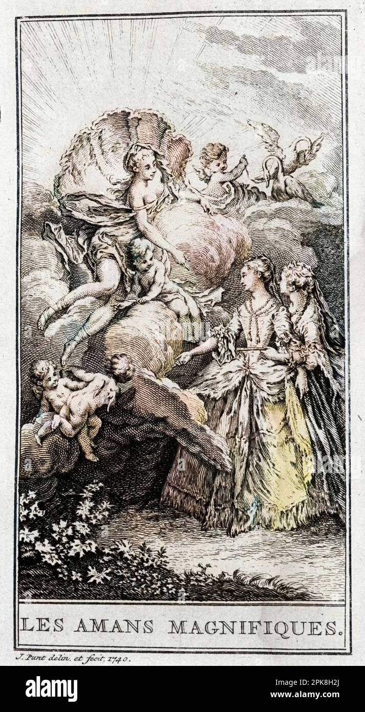 Representation d'une scene de la piece "Les amants magnifiques" (1670 ...