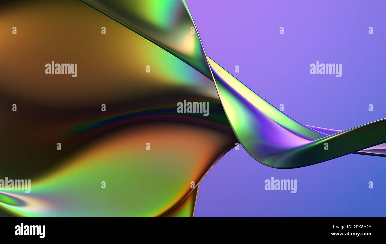 Rainbow chrome wavy thin metalwork psychedelic cyberpunk modern 3d ...