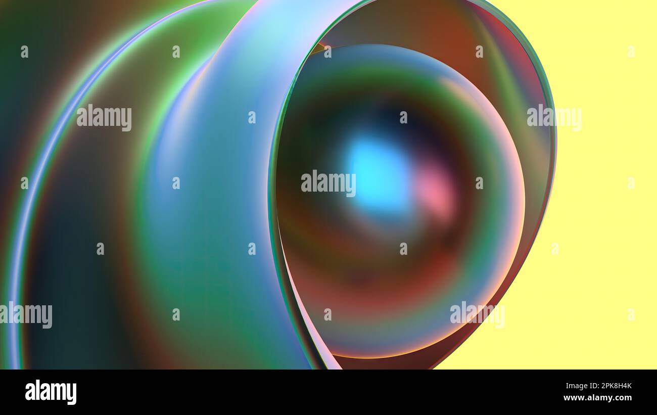 Rainbow chrome metal sphere with encasing plate psychedelic cyberpunk ...