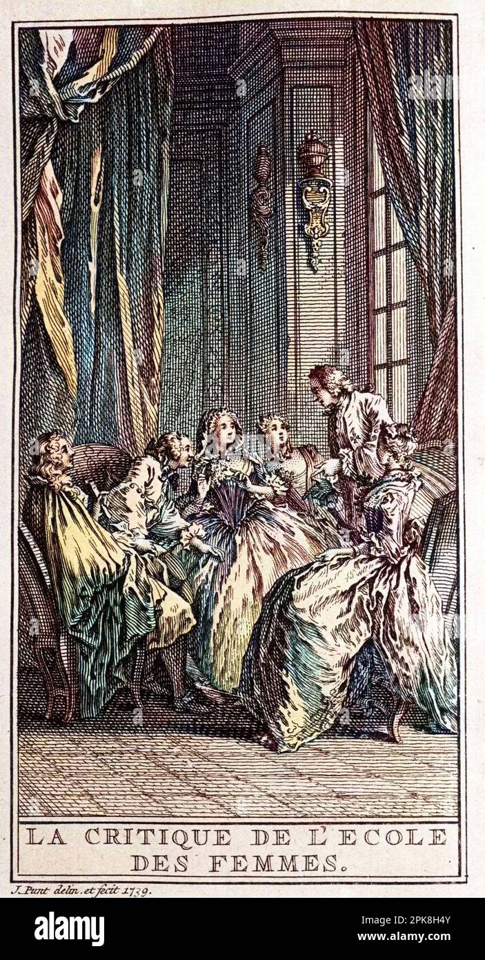 Representation d'une scene de la piece "La critique de l'ecole des ...