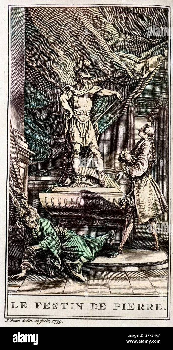 Representation d'une scene de la piece "Dom juan ou le festin de Pierre ...