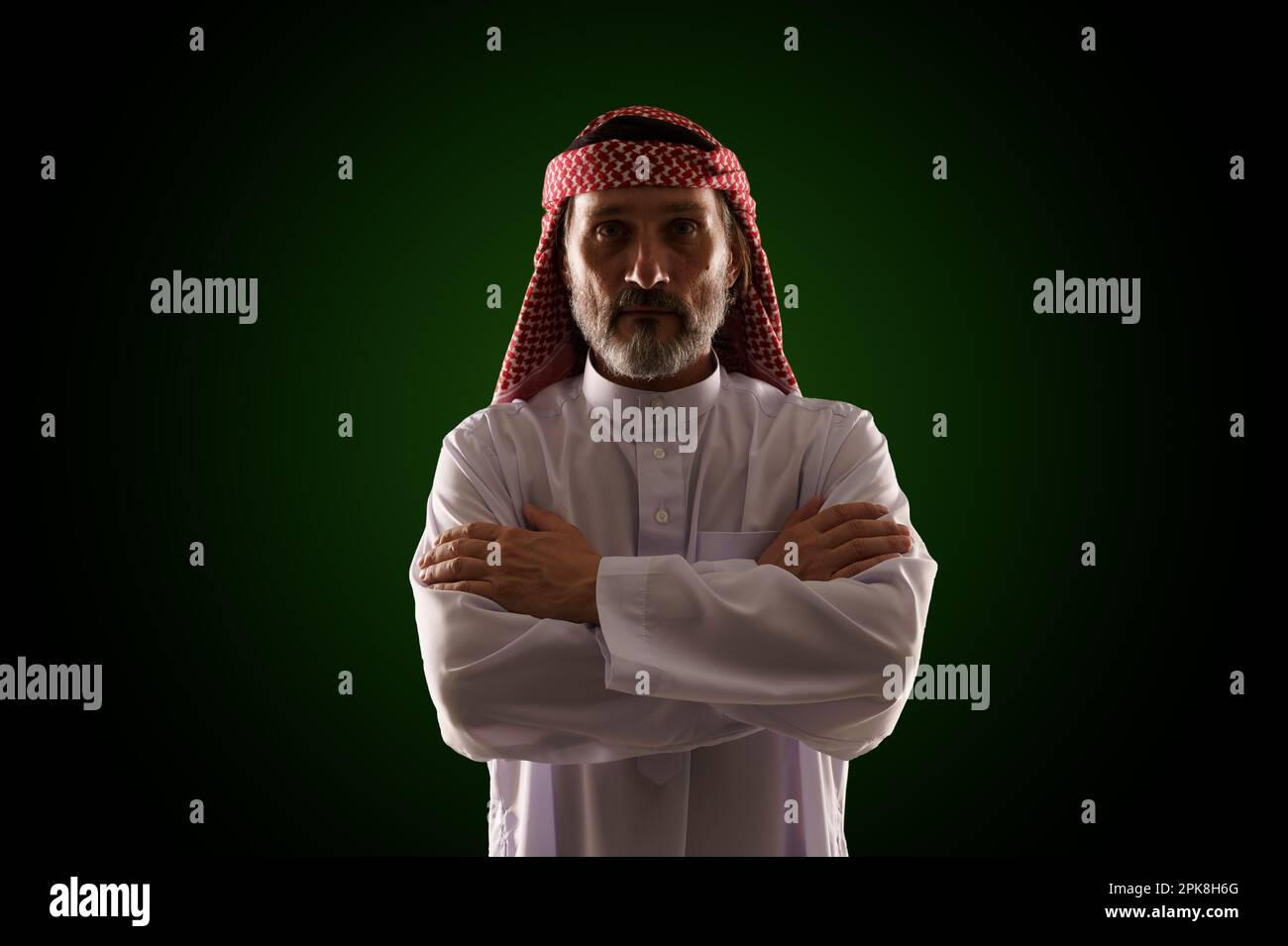 Arab man in traditional Islamic clothing and immersed in Sharia culture ...