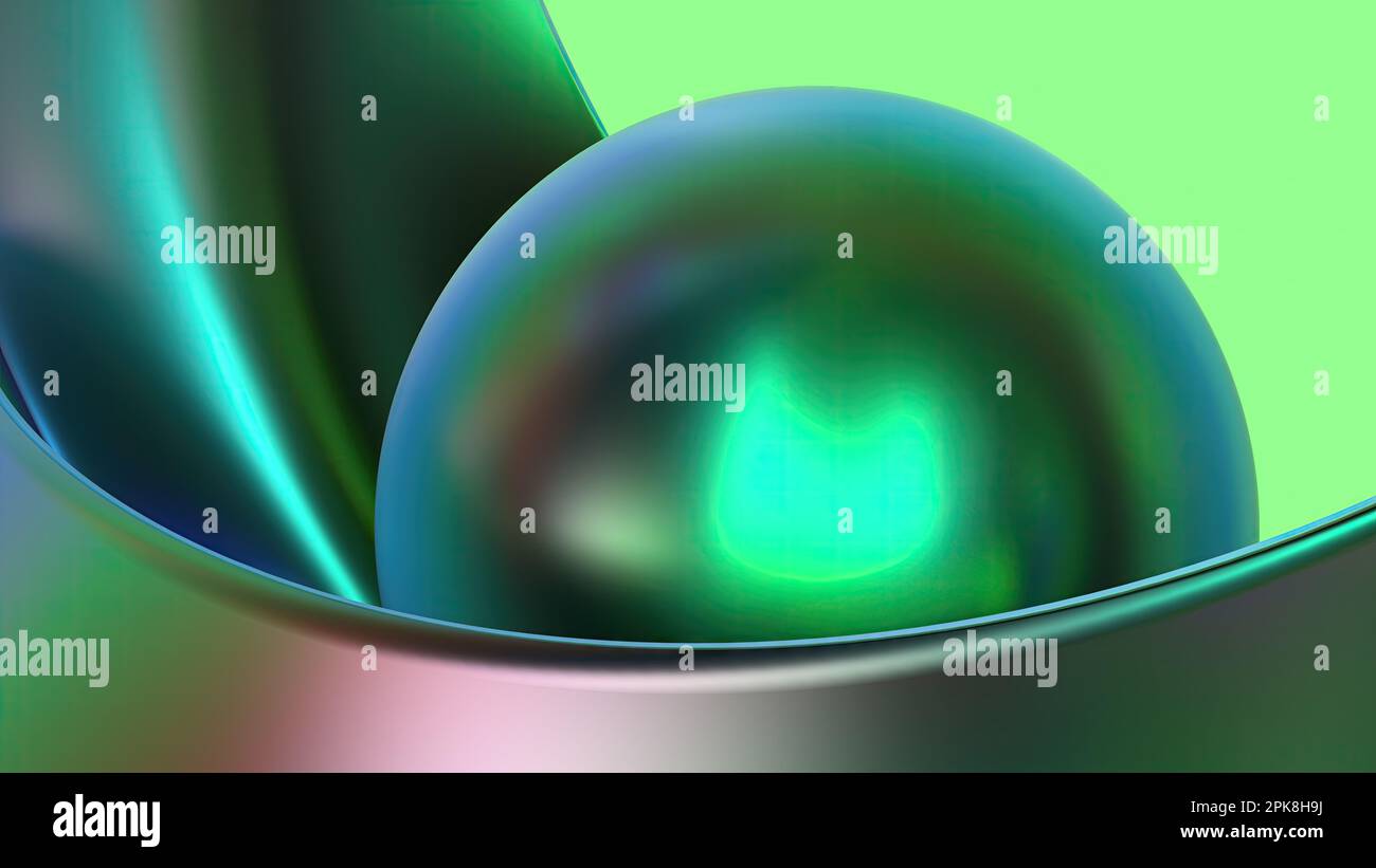 Rainbow chrome bending plate encasing metal sphere psychedelic ...