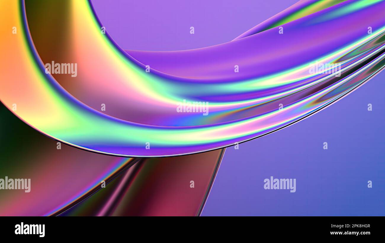 Rainbow chrome heavily curved metal plate psychedelic cyberpunk modern ...