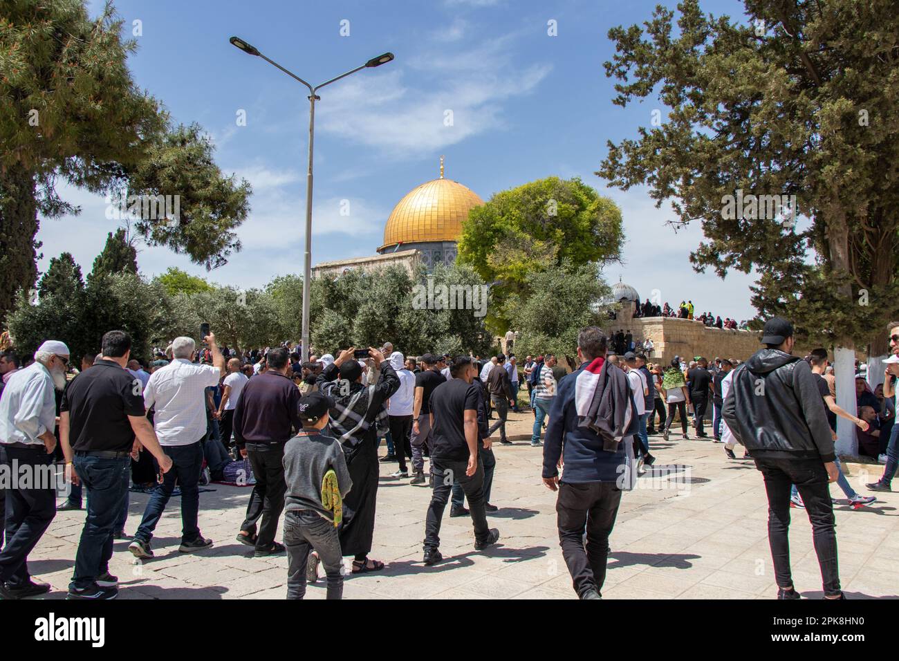 Jerusalem - Israel: 22 April 2022. Muslim prayers in the courtyard of ...